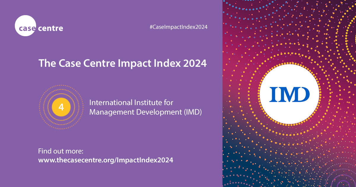 IMD among the top 5 in The Case Centre Impact Index 2024 - IMD business school for management ...